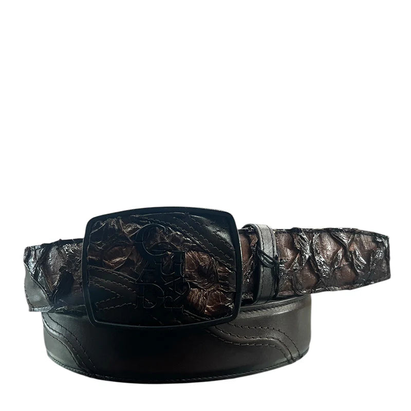Pirarucú Chocolate Square Belt BC358 For Men | Cuadra – Yona West Green Bay